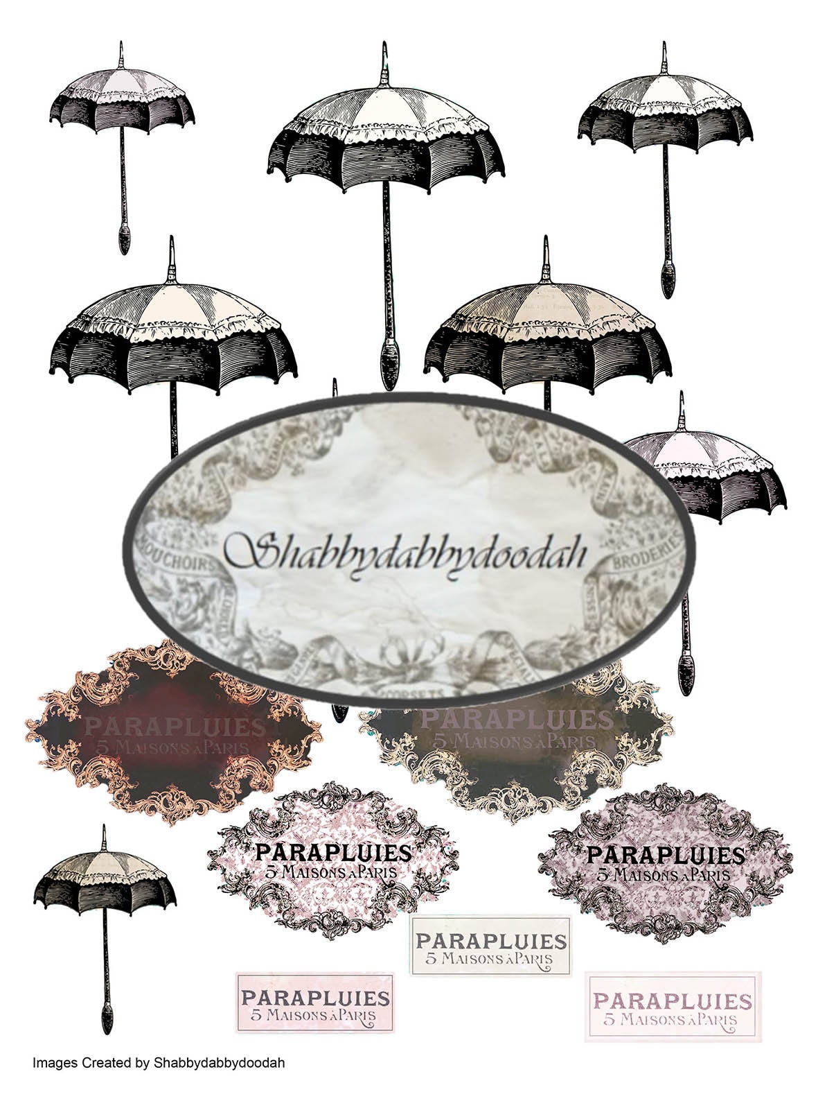 SHABBY CHIC Umbrellas Neutral Set 3 Page Shabby Chic Parasols - Etsy