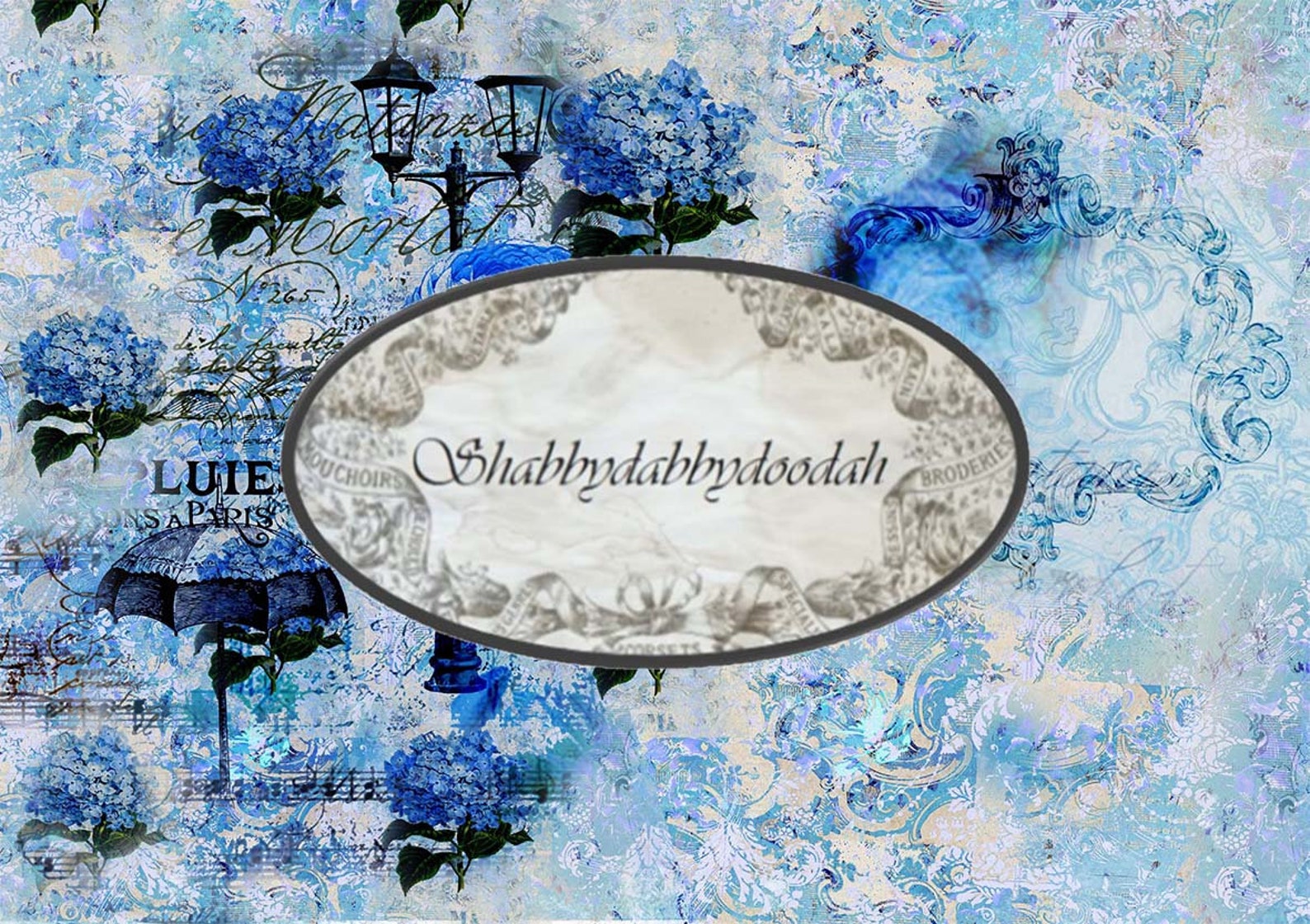 13 pg FRENCH BLUE Floral Themed Digital Print Background Pages | Etsy
