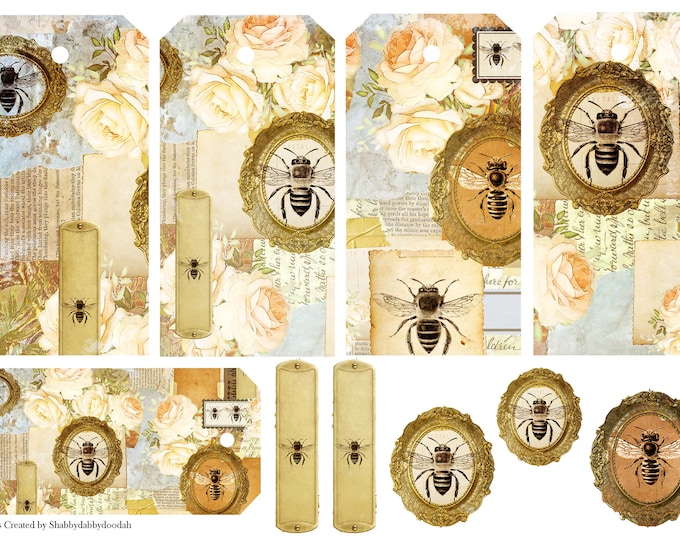 Bee Digital Papers and Clipart SET, Bumble Bees, Honeycomb, Beehive ...