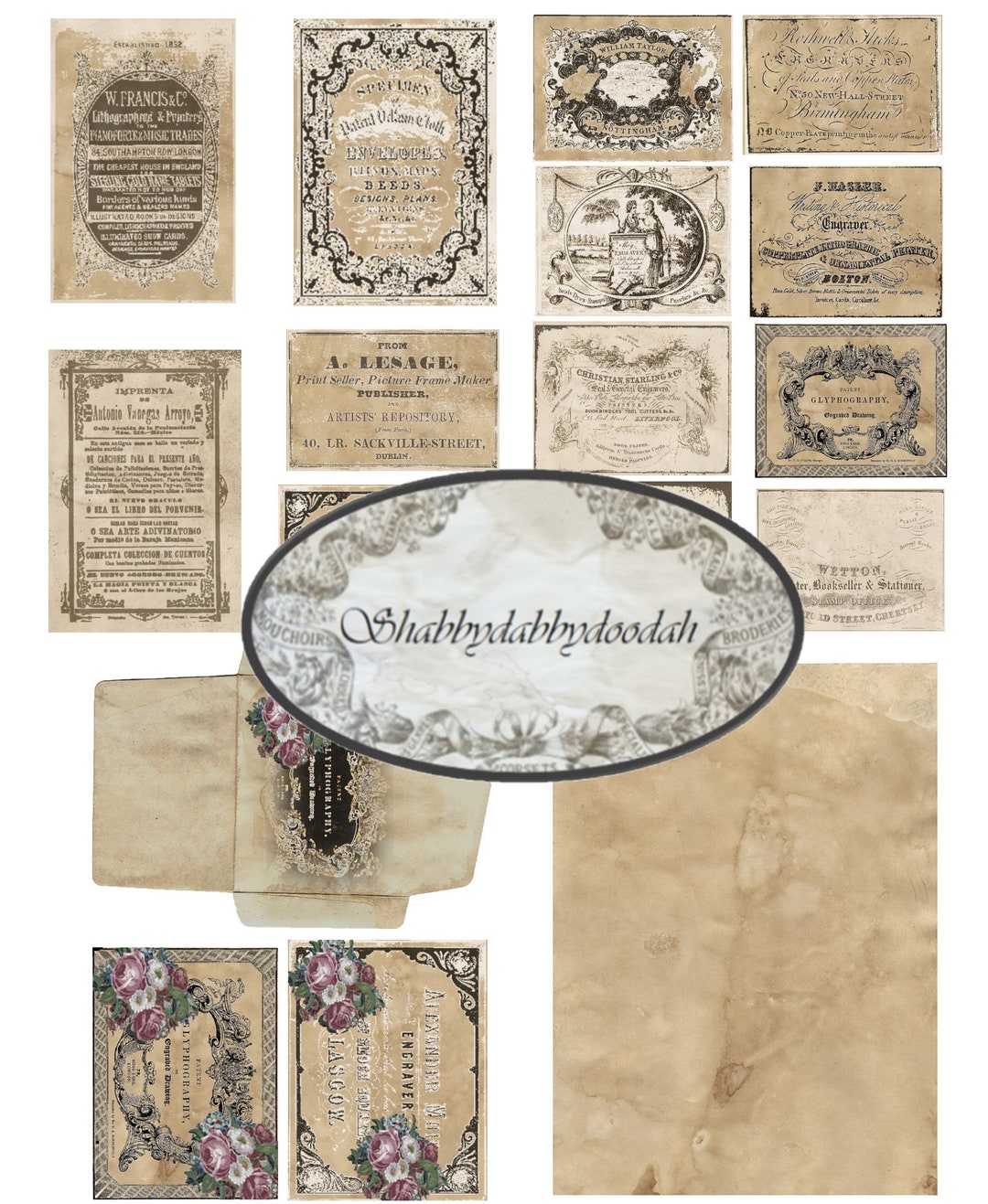Vintage Coffee Dyed Notecards With Envelope 4 Pg X Journaling Cards ...
