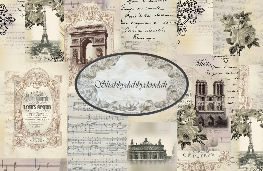 11 Pg PARIS GALLERY Vintage French Themed Collage Digital - Etsy
