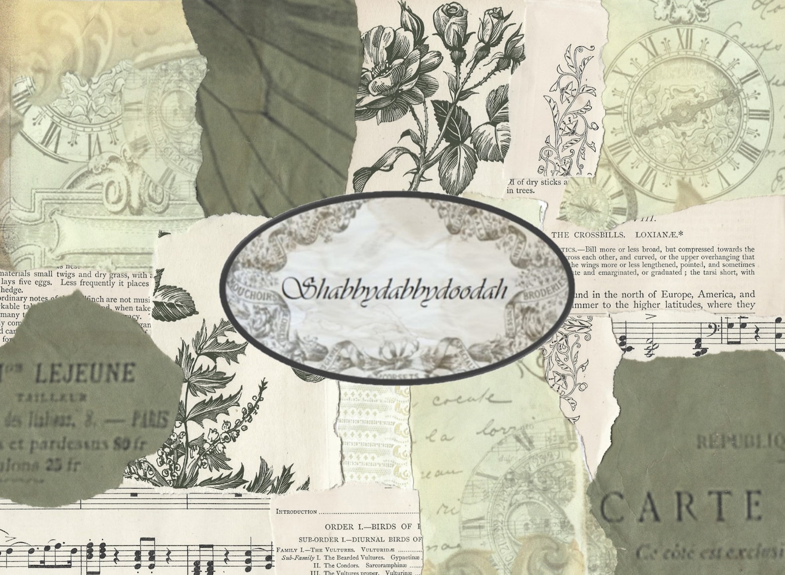 2 X Collage Sheets AGED SAGE Background Pages Vintage Coloured ...