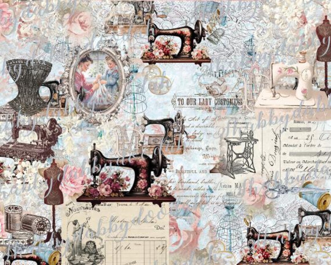 28 Pg SEWING Blue Brown COLLECTION Beautiful Background Pages Themed ...