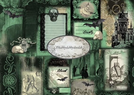 14 Pg Vintage GHOSTLY GOTHIC HALLOWEEN Themed Collage Digital - Etsy ...