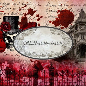 16 Pg DREADED RED HALLOWEEN Gothic Themed Collage Digital Print ...