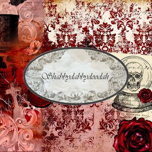 16 Pg DREADED RED HALLOWEEN Gothic Themed Collage Digital Print ...