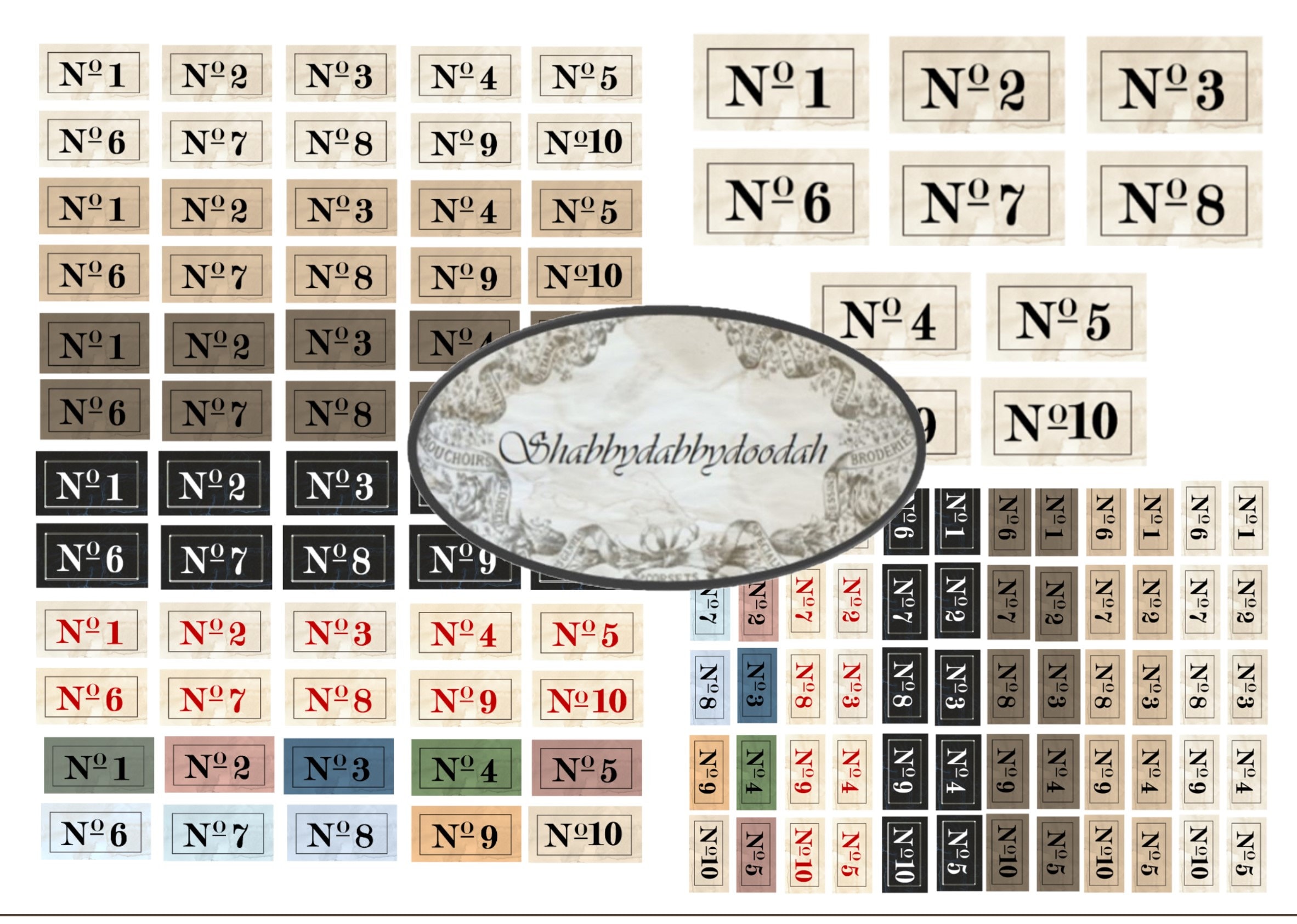 NUMBER Tabs - Ticket Ephemera Vintage Font Junk Journal Themed Words ...