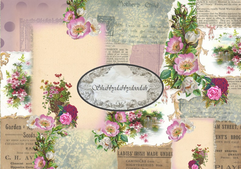 11 Pg SPRING GARDEN Floral Themed Digital Print Background | Etsy