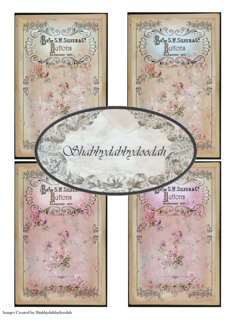 6 Pg BUTTON CARDS Plain & Decorated Vintage Journaling Cards - Etsy