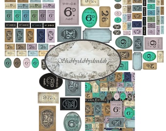 Ephemera Extras Grungy NUMBER Tabs Ticket Ephemera Vintage Junk Journal ...