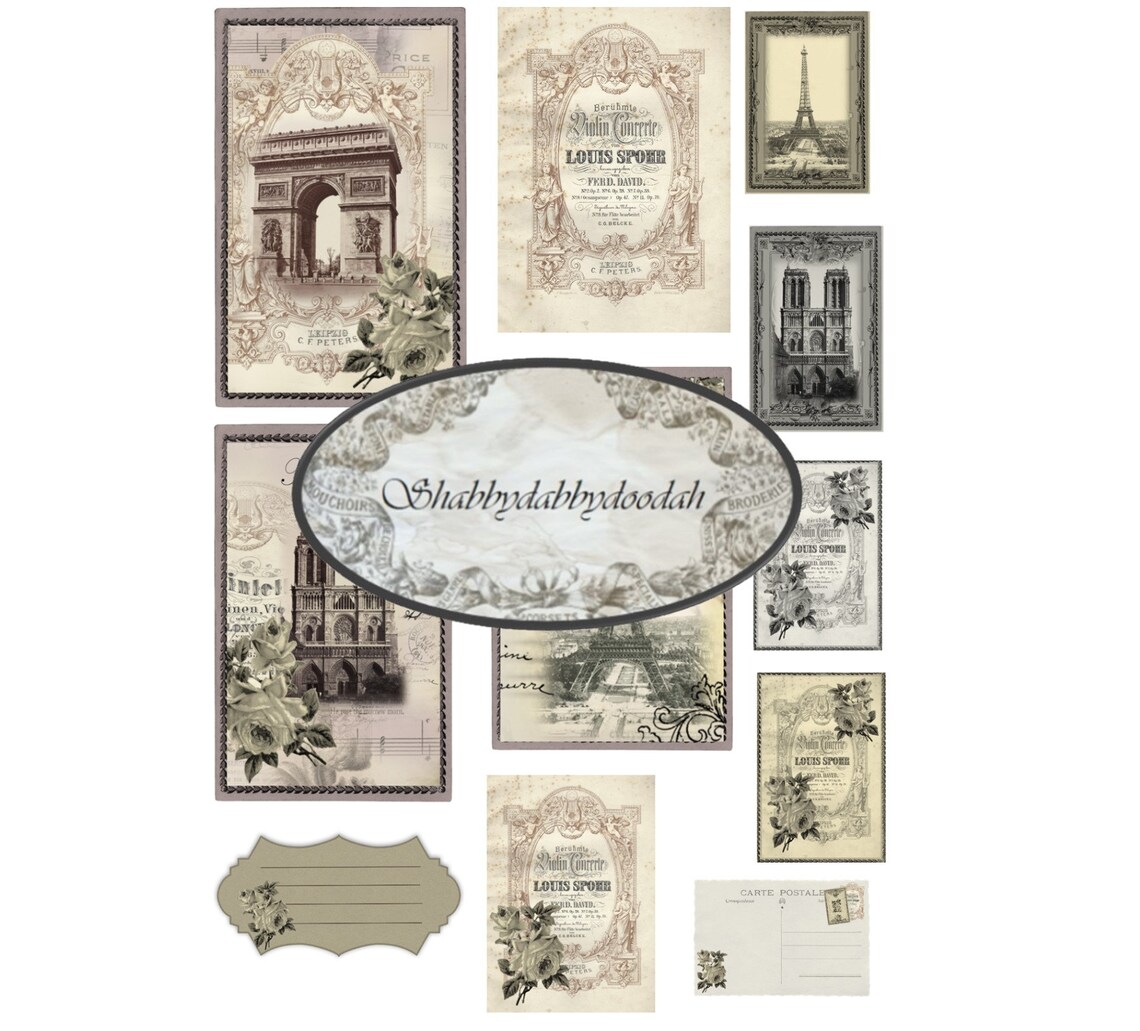 43pc PARIS GALLERY Ephemera Vintage Parisian French Themed | Etsy