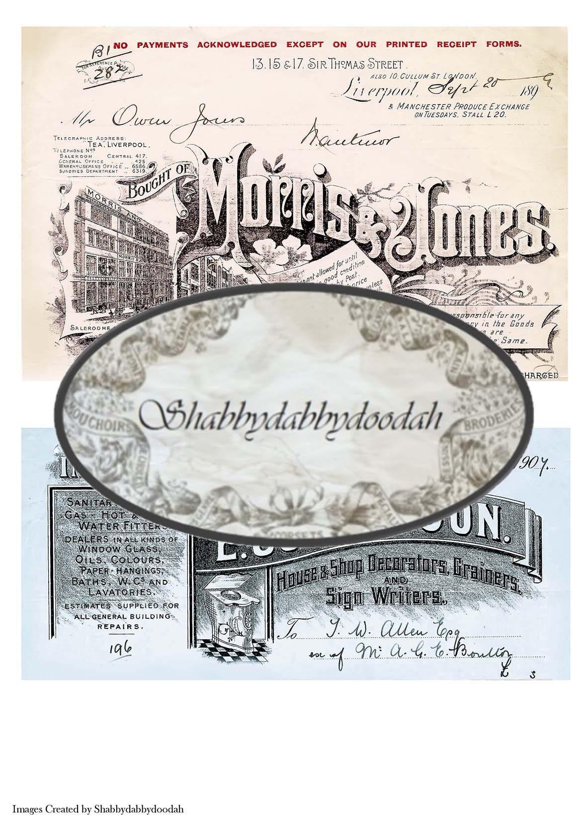 6 Pg Vintage Headers Invoice Receipts Paperwork Journaling | Etsy