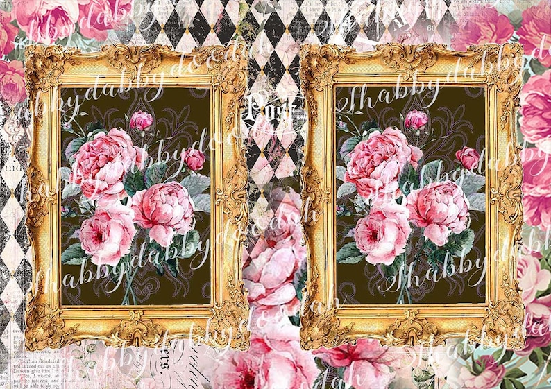 16 Pg Vintage Style FRAMED TOPPERS Inc 7 BACKGROUND Pages Fussy Cuts ...