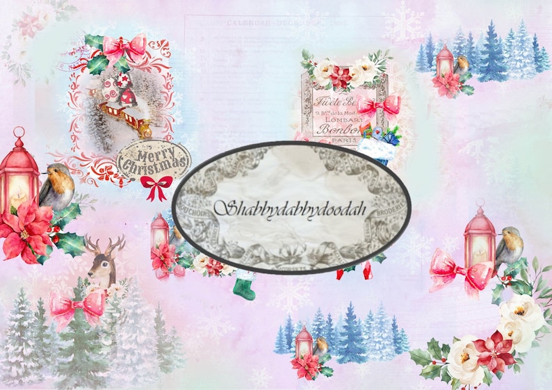 CANDIED CHRISTMAS 12 Pg Vintage Themed Digital Print Background Pages ...