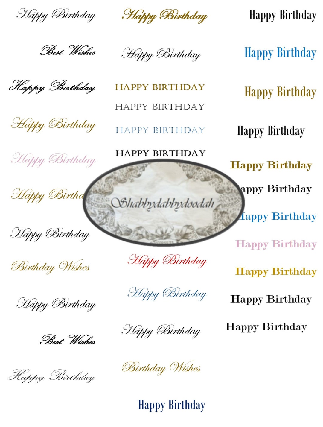 Card Making Happy Birthday & Other Sentiments Themed Set of Words ...