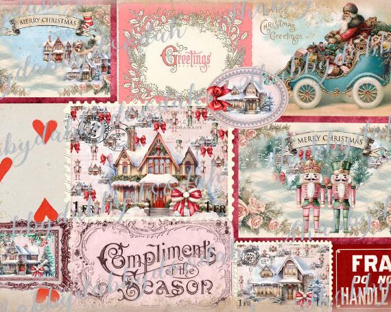 NUTCRACKER VALLEY CHRISTMAS 11 Pg Ephemera Junk Journal Kit Vintage ...