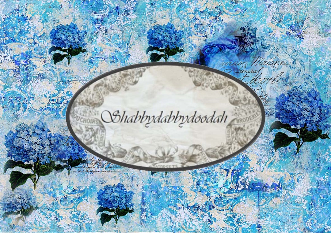 13 Pg FRENCH BLUE Floral Themed Digital Print Background Pages French ...