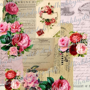 32 Pg the PINK ROSES COLLECTION Beautiful Background Pages Themed ...
