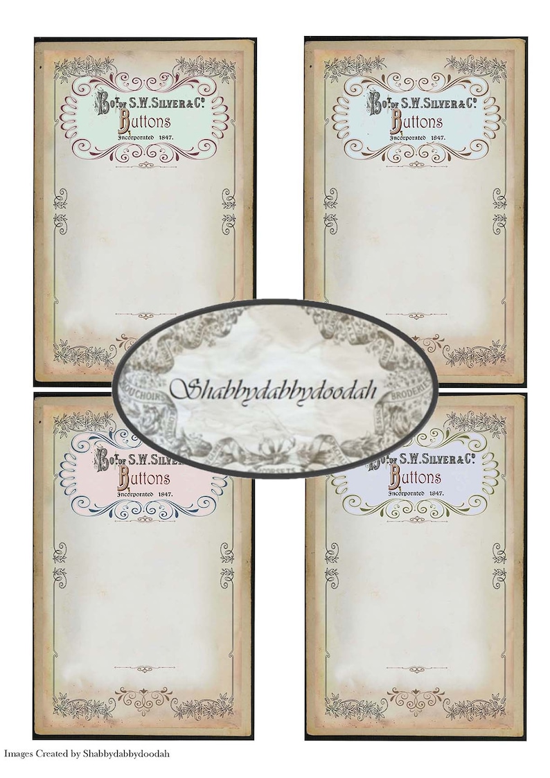 6 Pg BUTTON CARDS Plain & Decorated Vintage Journaling Cards - Etsy