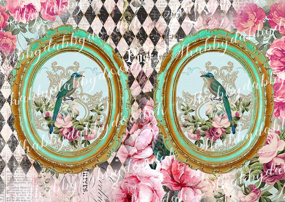 16 Pg Vintage Style FRAMED TOPPERS Inc 7 BACKGROUND Pages Fussy Cuts ...