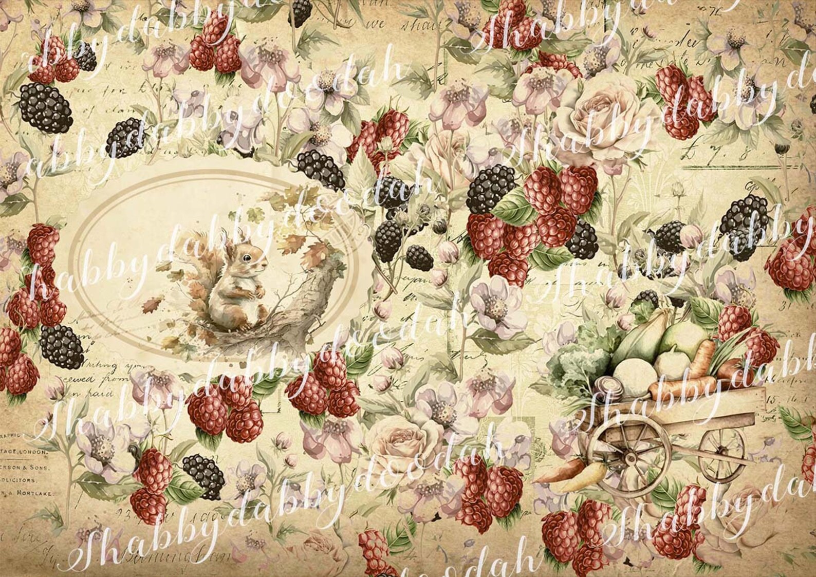 20 Pg AUTUMN HARVEST - HARVEST Themed Vintage Papers & Floral Nature ...