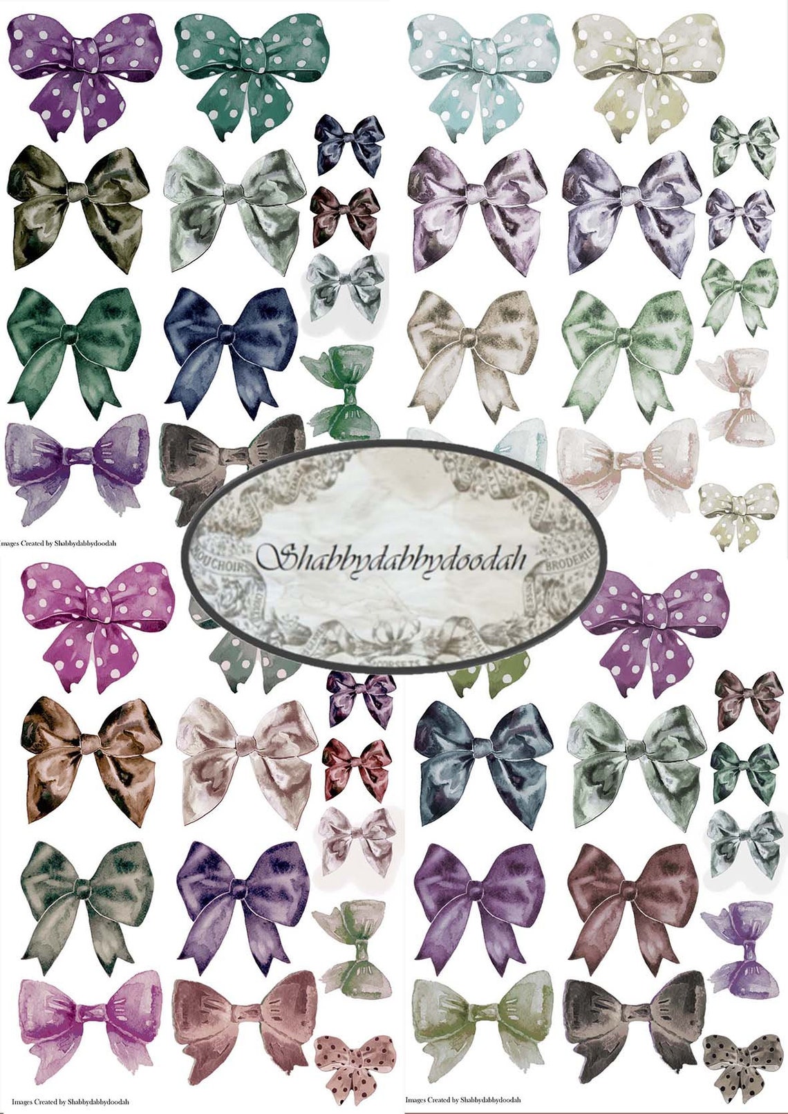 NEUTRALS BOWS Set 7 Page Shabby Chic Bows Ribbon Vintage | Etsy