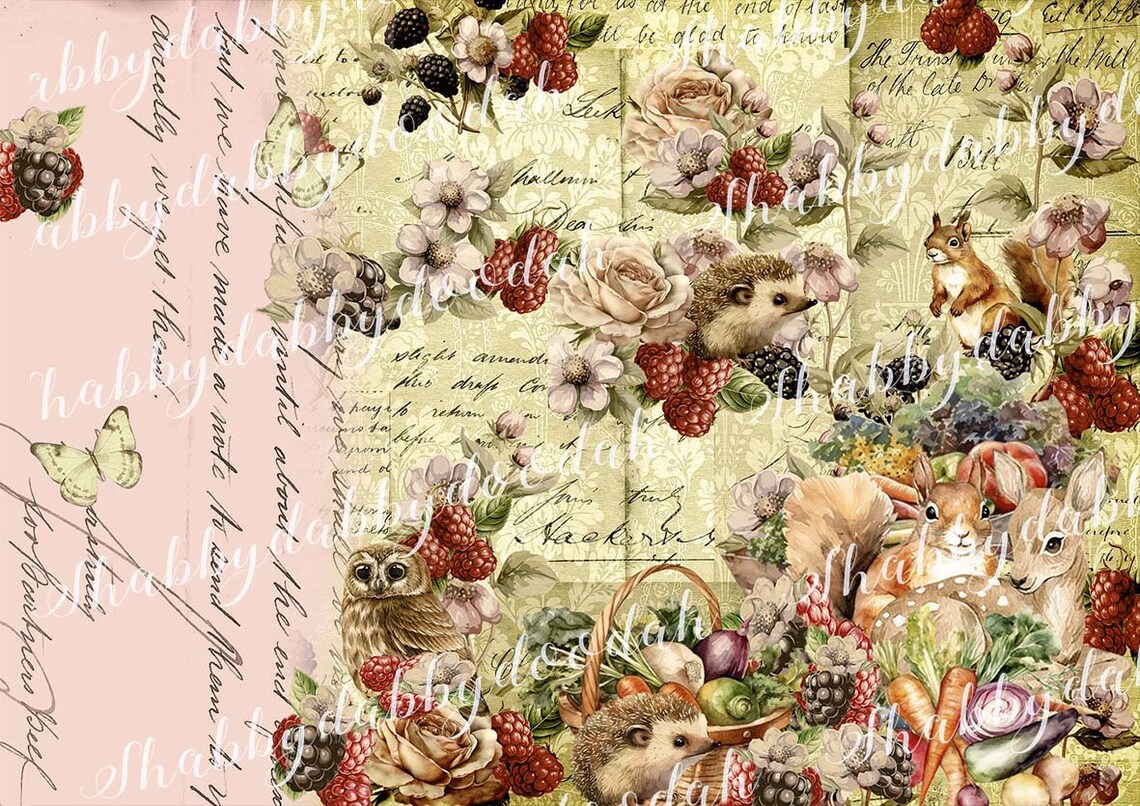 20 Pg AUTUMN HARVEST - HARVEST Themed Vintage Papers & Floral Nature ...