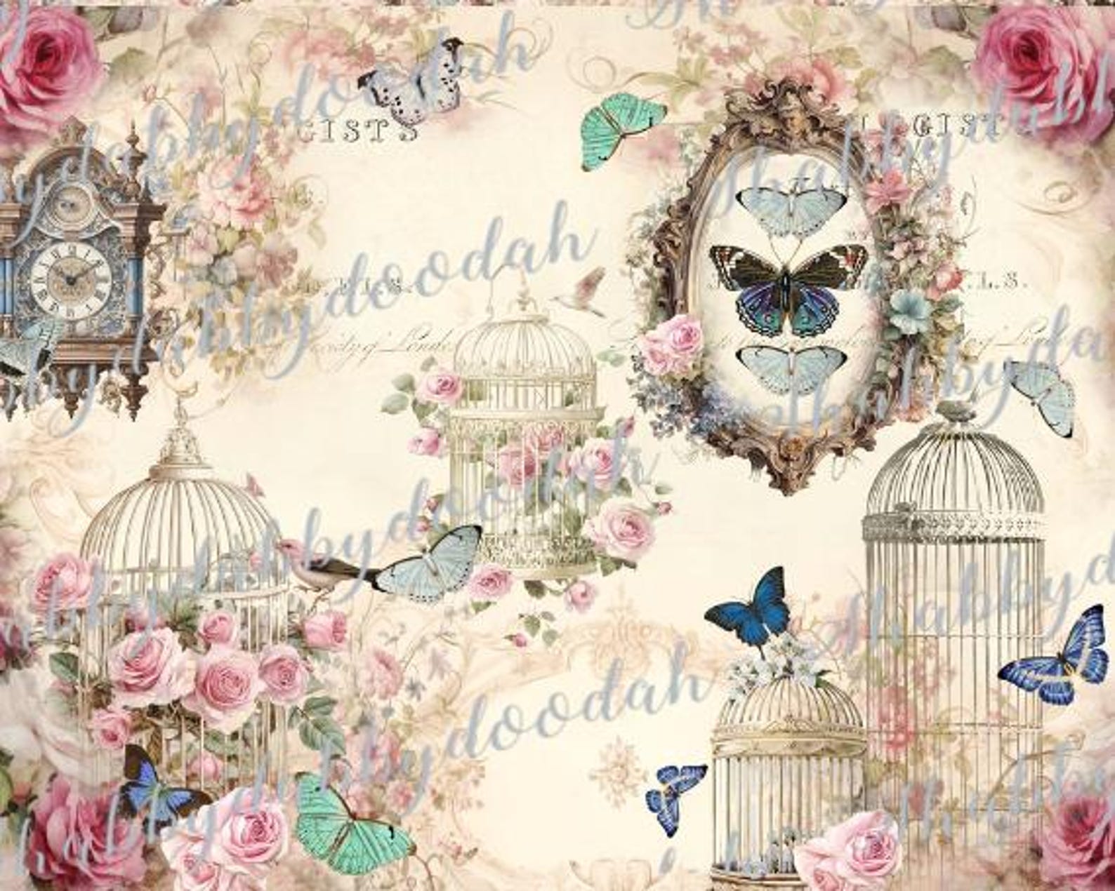 40 Pg the SHABBY CHIC 3rd Edition COLLECTION Background Pages Themed ...