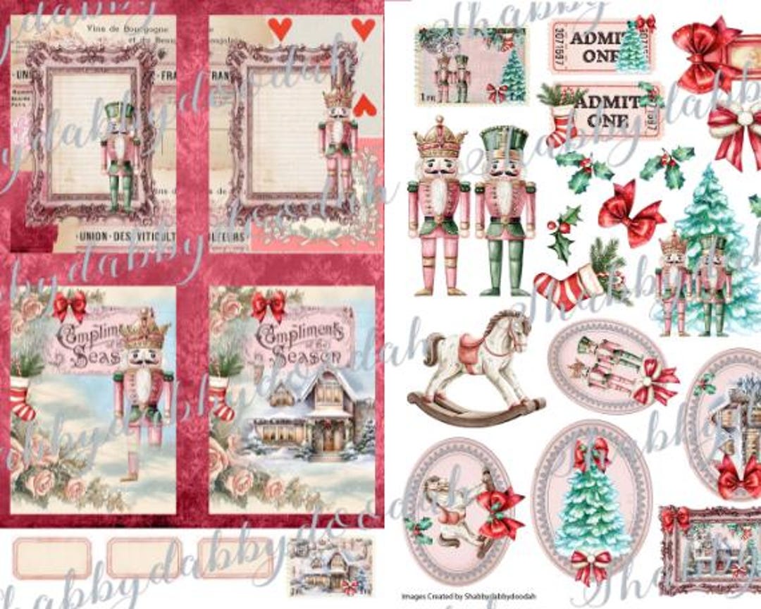 NUTCRACKER VALLEY CHRISTMAS 11 Pg Ephemera Junk Journal Kit Vintage ...