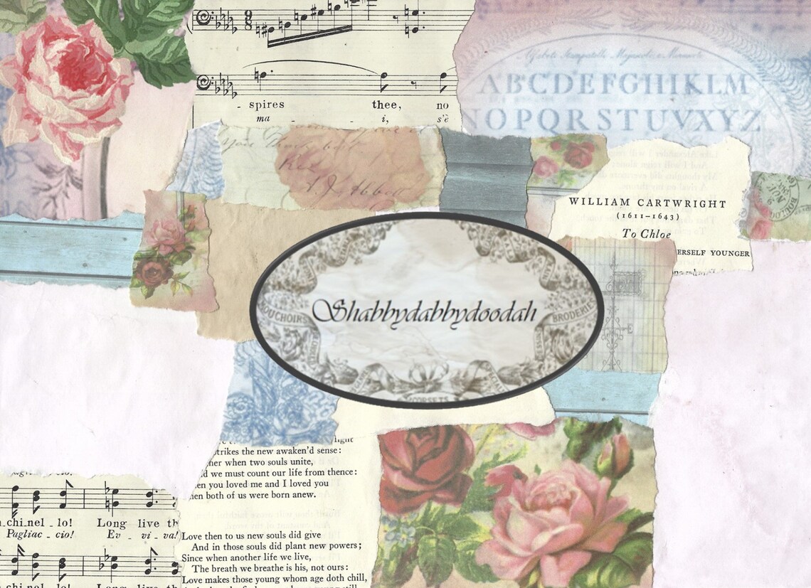 2 X Collage ANTIQUE FLOWERS Background Pages Floral Vintage | Etsy