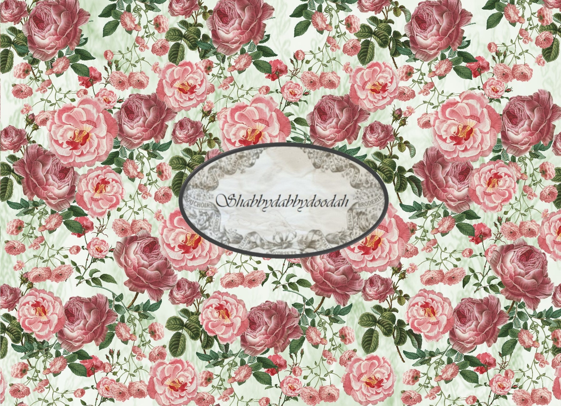 11 X Background Pages the ROSE GARDEN Vintage Green Pink - Etsy UK