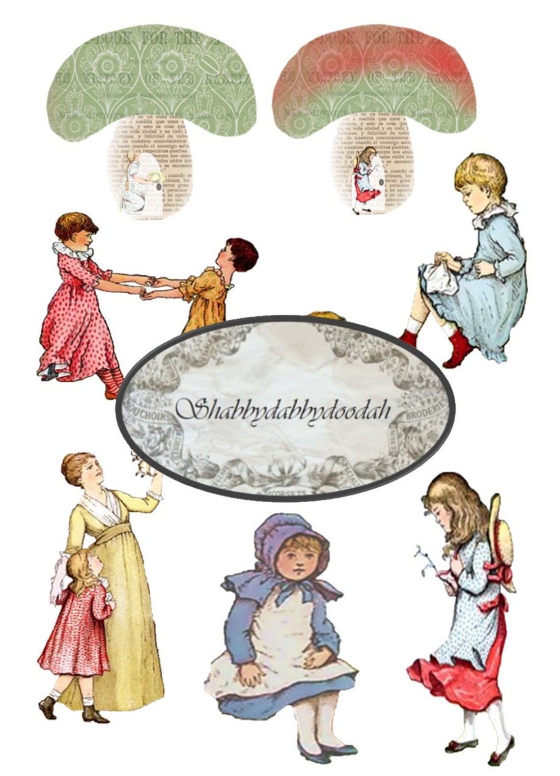 6 Page KIDS CAPERS Vintage Ephemera Set Floral Rabbits Woods - Etsy