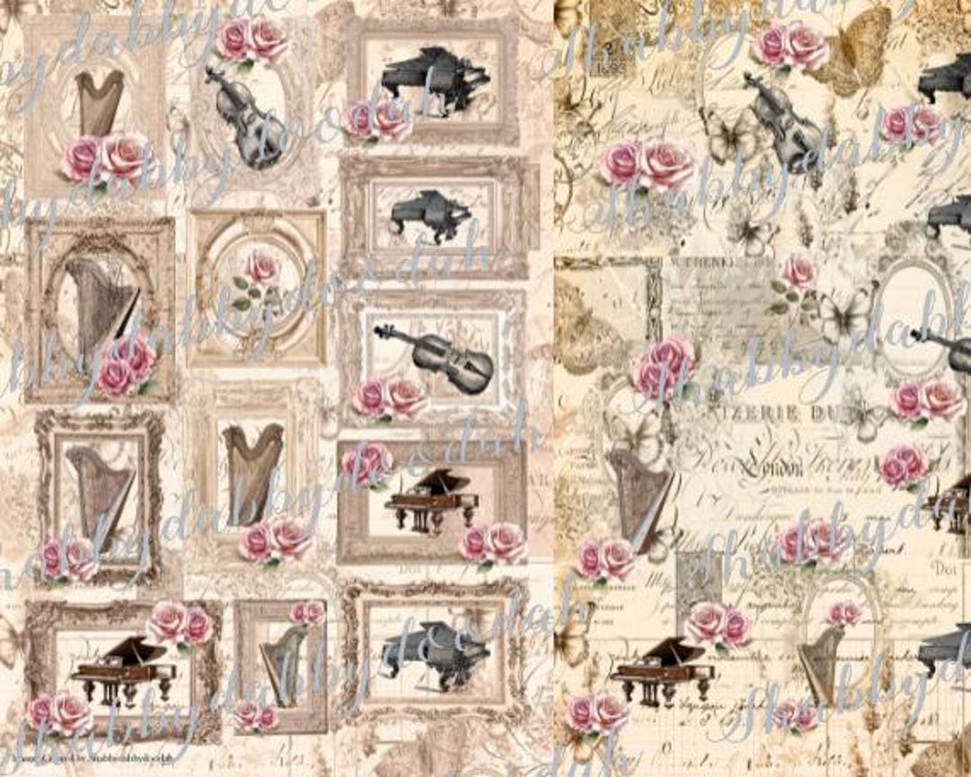 10 Page Framed MUSIC TOPPERS & Background Pages Vintage Themed Die Cuts ...