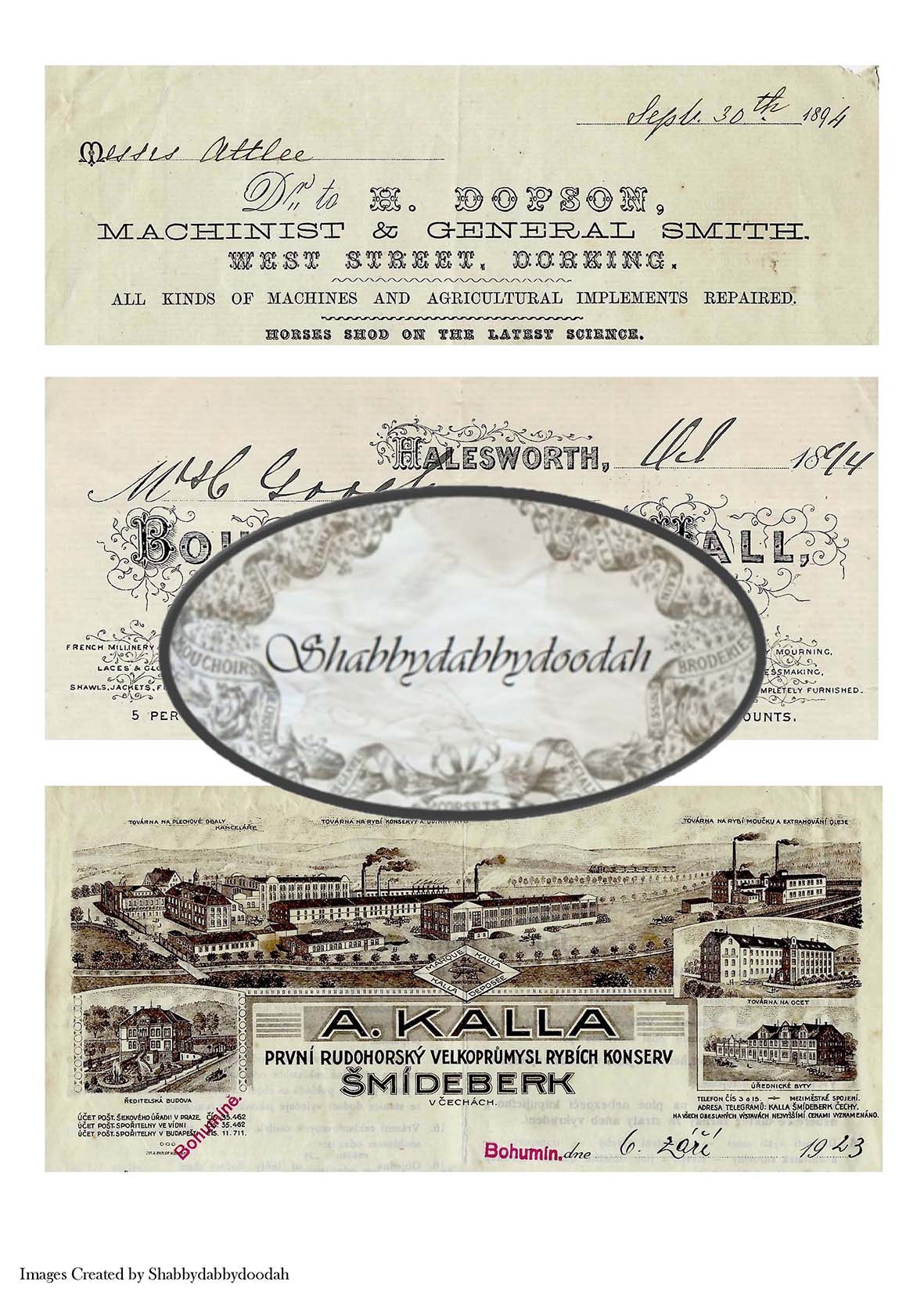 6 Pg Vintage Headers Invoice Receipts Paperwork Journaling | Etsy