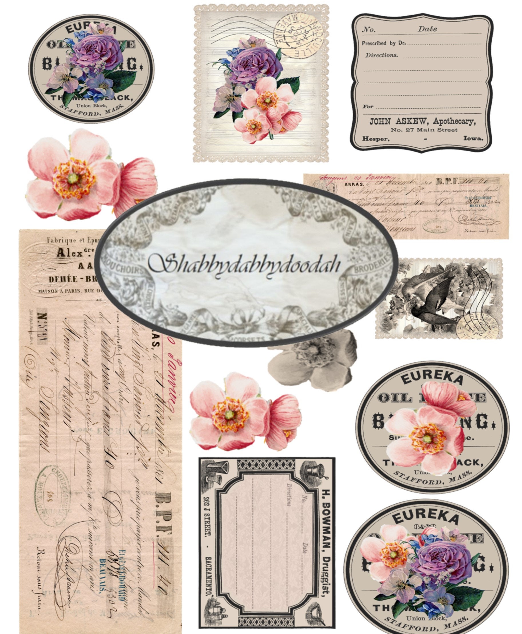 5 Pg BELVEDERE Ephemera Vintage Floral Pink Themed Fussy Cuts | Etsy