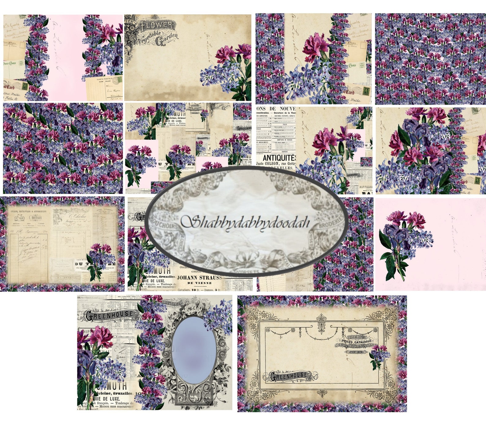 14 Pg LOVELY LILAC'S Vintage Floral Themed Collage Digital - Etsy
