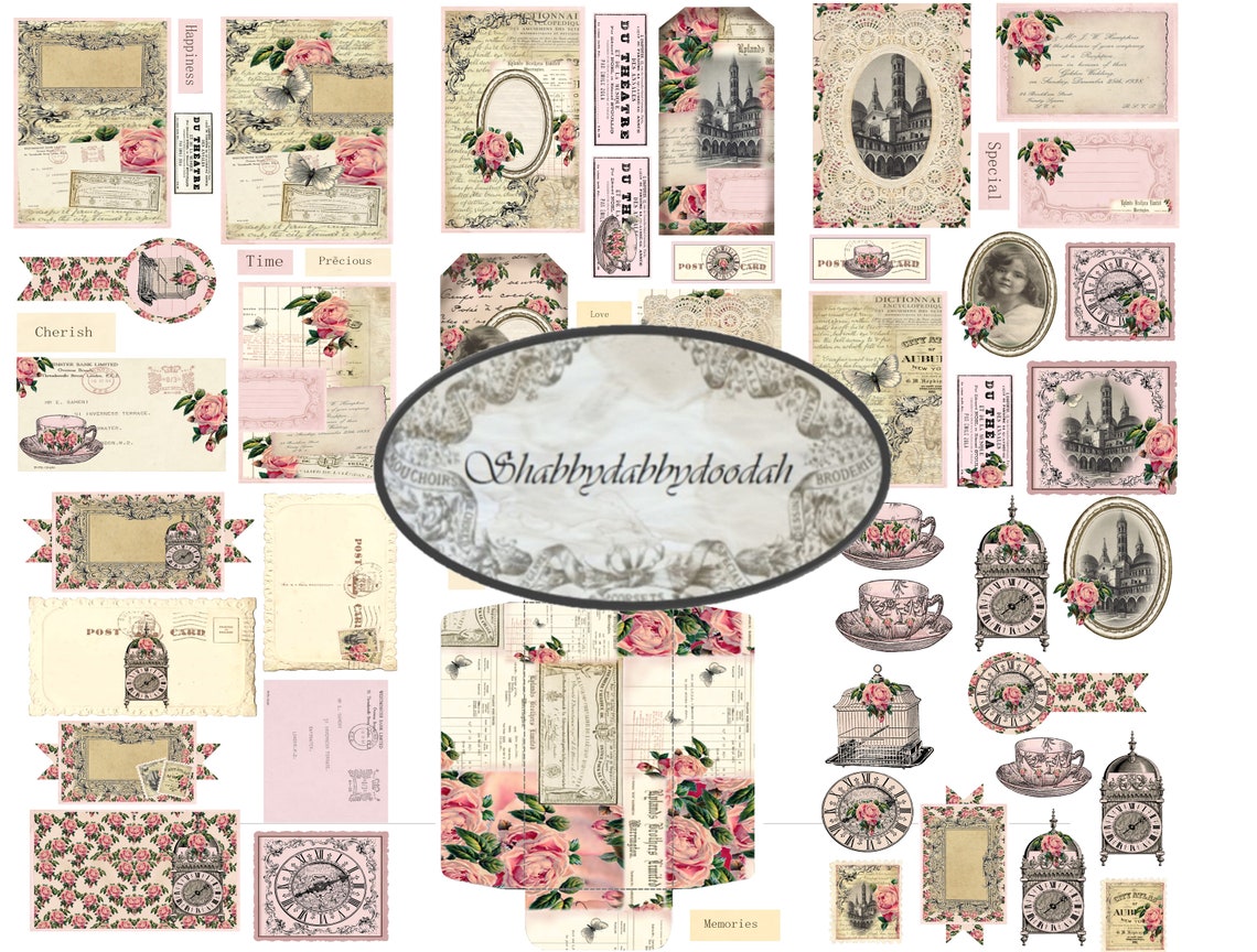 SLIPPER & the ROSE Pg Vintage Ephemera Set Romantic Roses - Etsy
