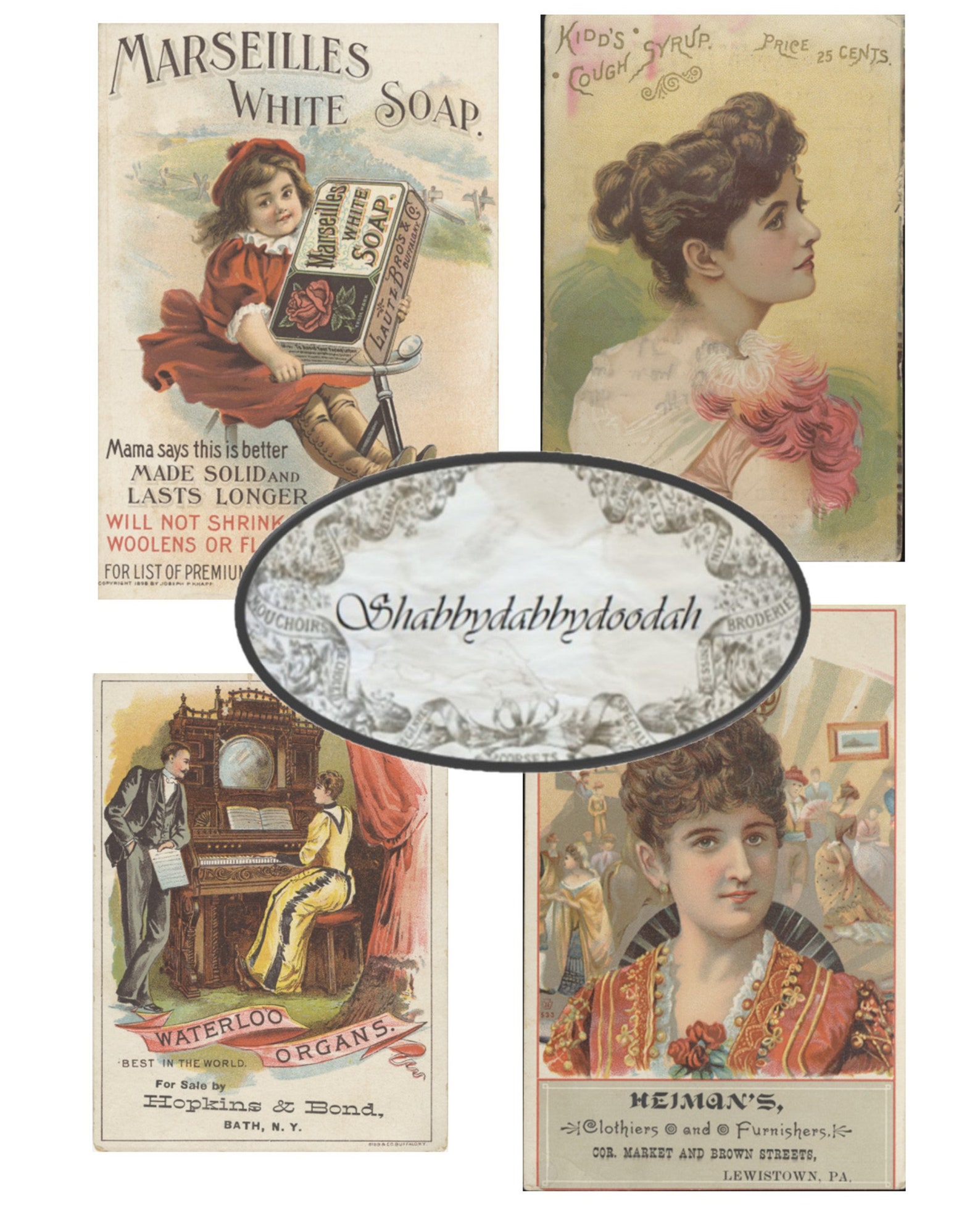 8 Pg VICTORIAN EPHEMERA PIECES Set 2 Vintage Ephemera Stamps Postcards ...