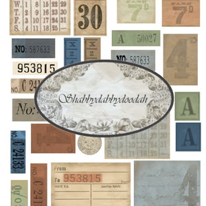 Ephemera Extras Grungy NUMBER Tabs Ticket Ephemera Vintage Junk Journal ...