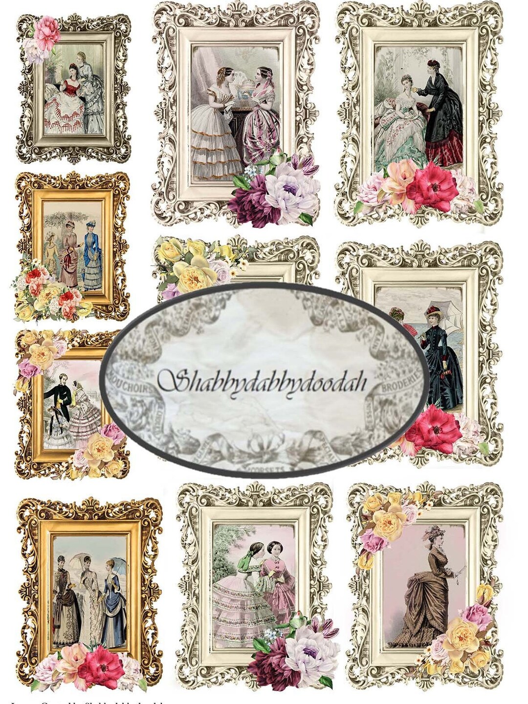 6 Pg PINK PAVILLION Vintage Lady Floral Pink Themed Fussy Cuts ...