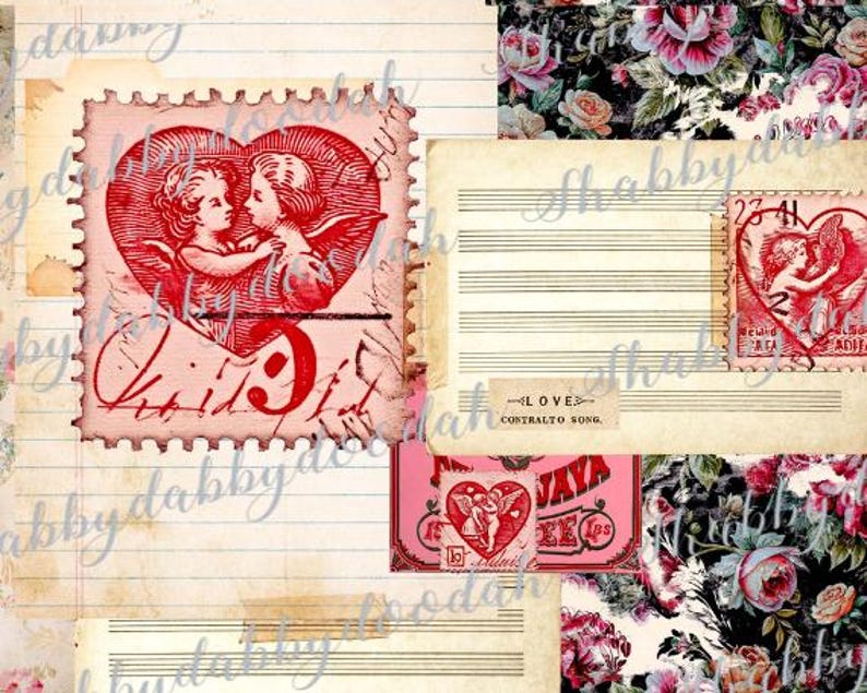 32 Pg VALENTINES From the VAULT Collection Vintage Background Pages ...
