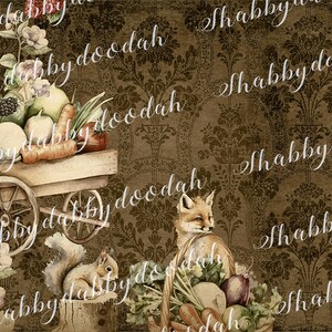 20 Pg AUTUMN HARVEST - HARVEST Themed Vintage Papers & Floral Nature ...