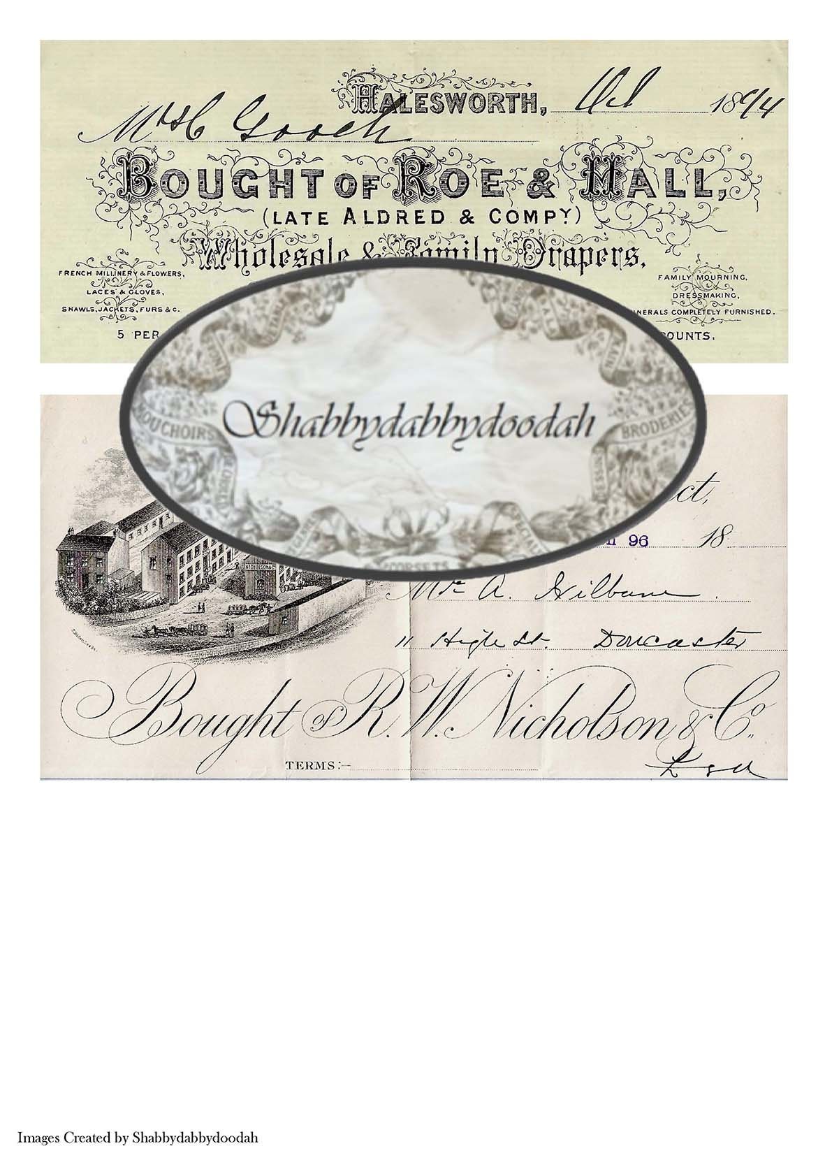 6 Pg Vintage Headers Invoice Receipts Paperwork Journaling | Etsy