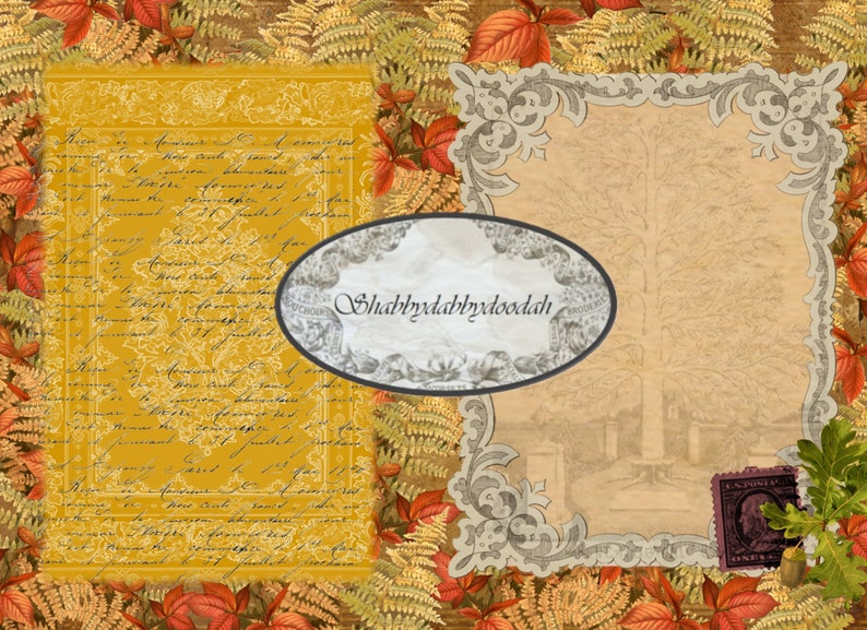14 Pg FABULOUS FALL Vintage Autumn Themed Collage Digital Print ...