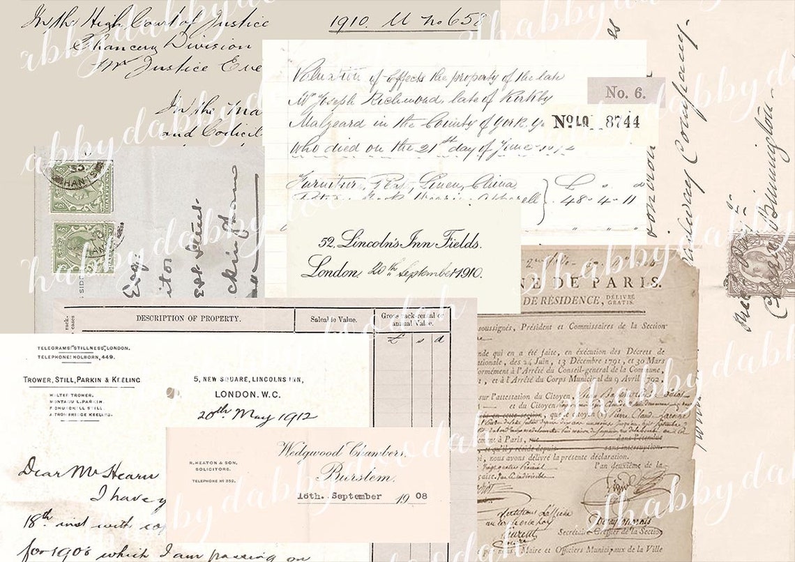 30 Pg the VINTAGE DOCUMENTS Collection Vintage Background Pages Themed ...