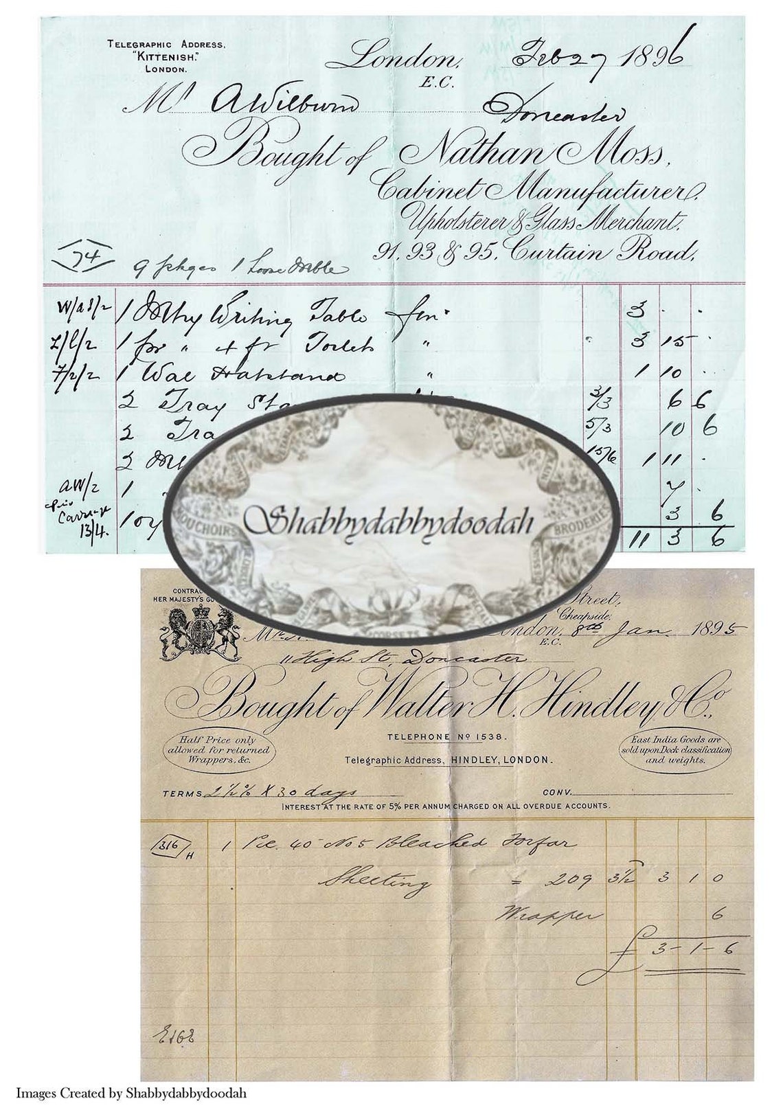 6 Pg Plain & Decorated Vintage Invoice Paperwork Journaling - Etsy UK