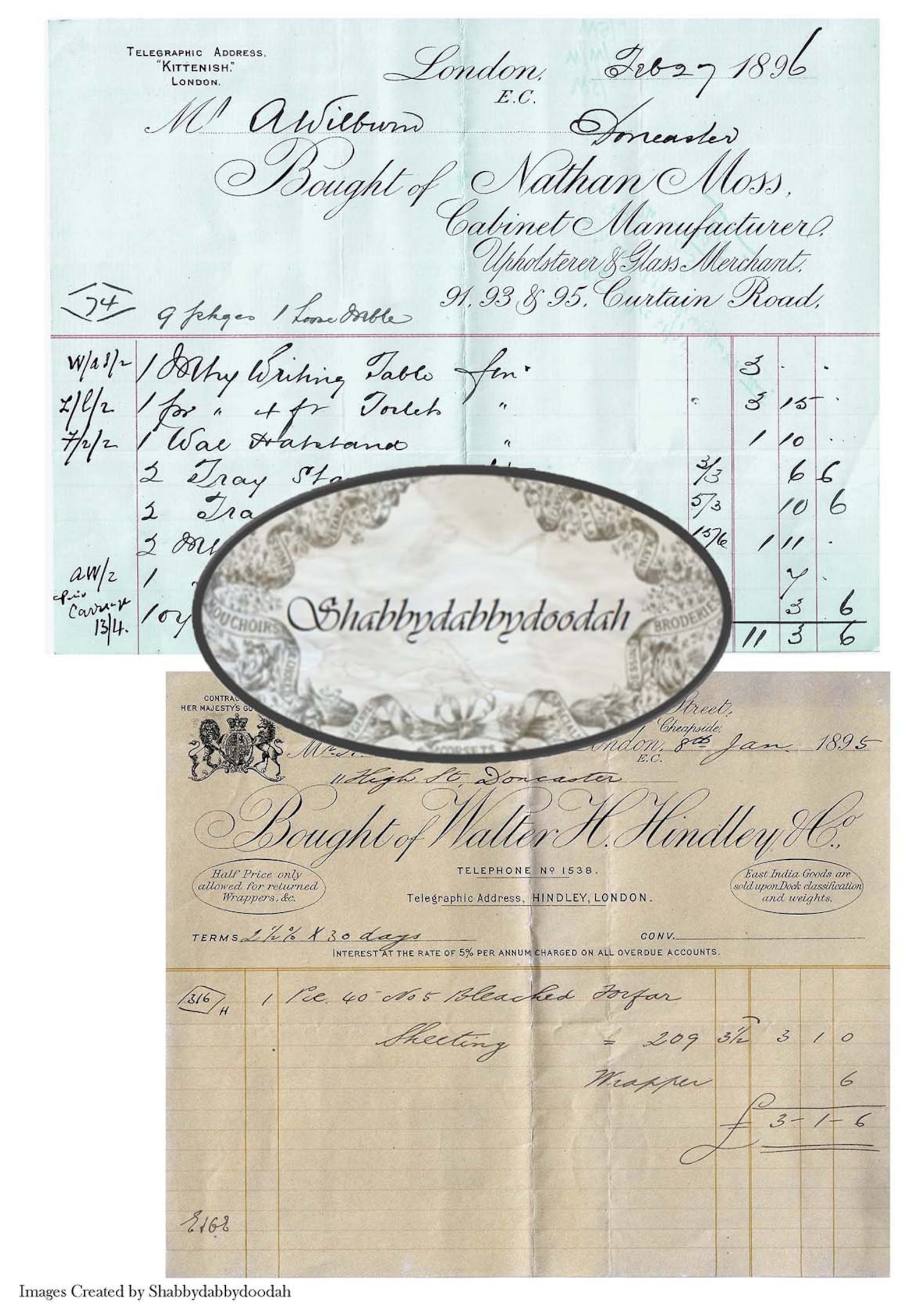 6 Pg Plain & Decorated Vintage Invoice Paperwork Journaling - Etsy UK