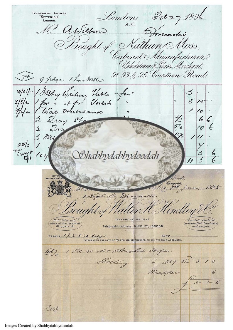 6 Pg Plain & Decorated Vintage Invoice Paperwork Journaling - Etsy