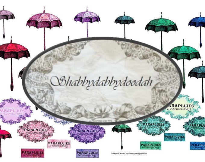 SHABBY CHIC Umbrellas Colourful Set 3 Page Shabby Chic - Etsy