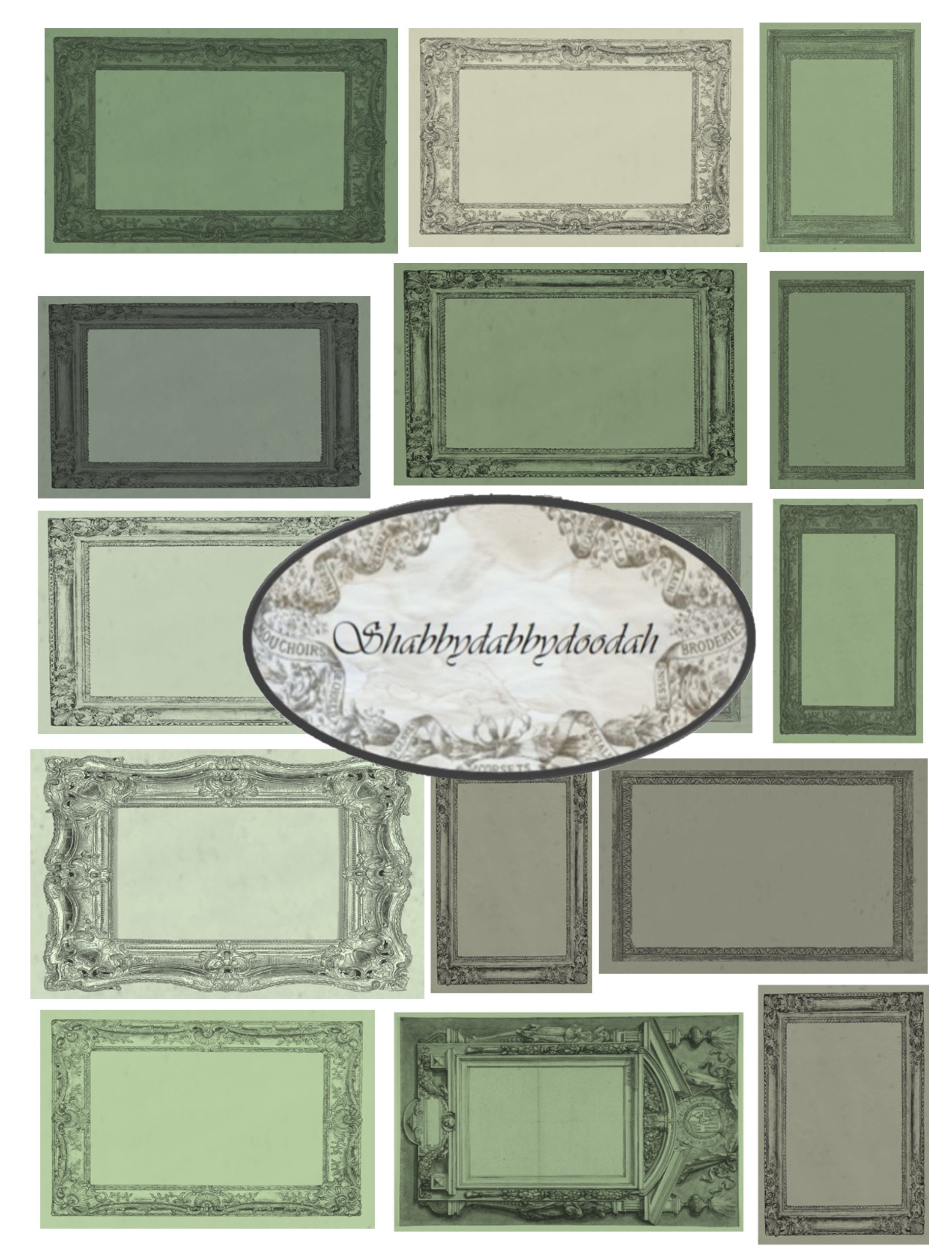 2 Pg LOVELY LABELS GREEN Set French Vintage Themed Fussy Cuts Set of ...